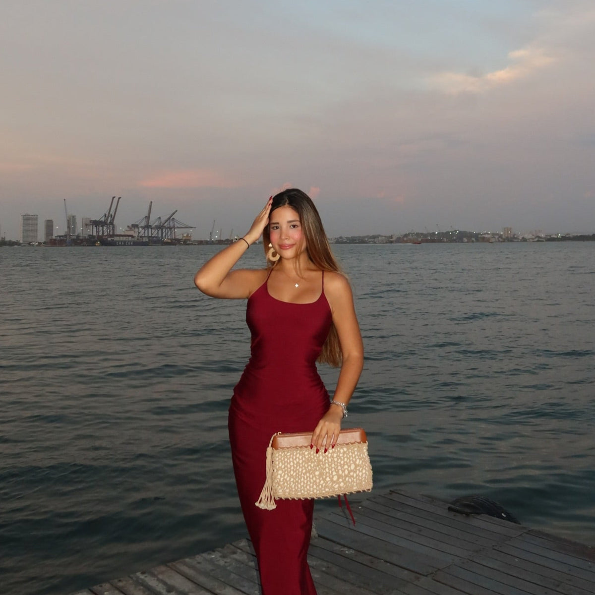 Vestido Amelia Vino con Faja Interna – MODU SLIM COLOMBIA